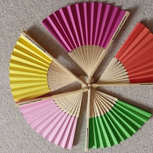 Custom Paper Fans on Handle and Fan Face. Printed Paper Fans With ...