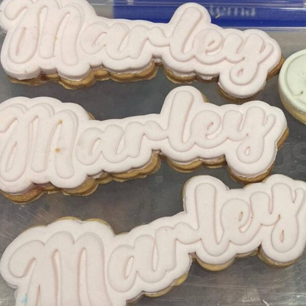 Script Name Cookie Cutter & Fondant Stamp, Debosser, Custom Cookie ...