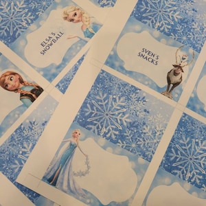 Frozen Party Food Label, Frozen Party Food Tents, Frozen Place Cards ...