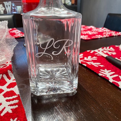 Engraved Decanter Set, Monogram Decanter Set, Whiskey Bourbon Decanter ...