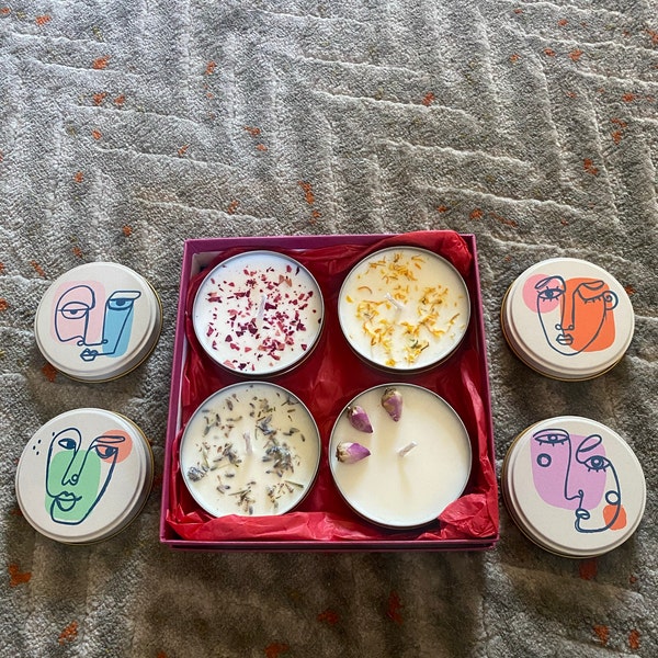 Set of 4 Scented Soy Candles | Handmade Soy Wax Candles | Natural Soy ...