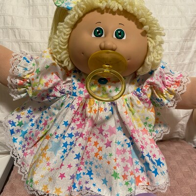 Cabbage Patch Kids Vintage Dolls, 1985 Brown Hair Pacifier Girl, Blue ...