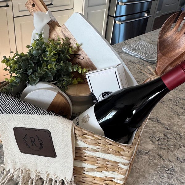 Custom Gift Basket Housewarming Gift Cutting Board First Home Gift Idea ...