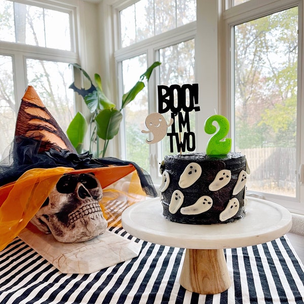Boo I'm Two Cake Topper/ Halloween Cake Topper/ Halloween Baby Shower ...