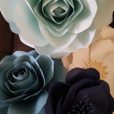 Paper Flower Wall Decor Blue Nursery Wall Paper Flowers BUTTERFLIES NOT ...