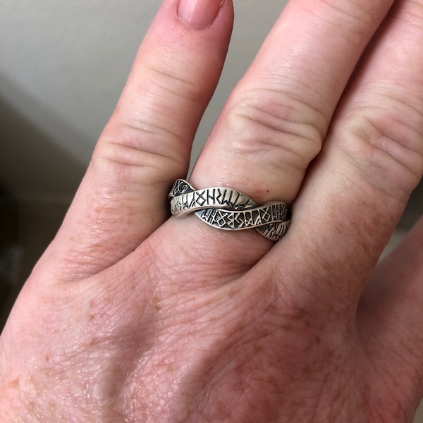 Sterling Silver Nordic Rune Ring, Rune Wedding Band, Magical Jewelry ...