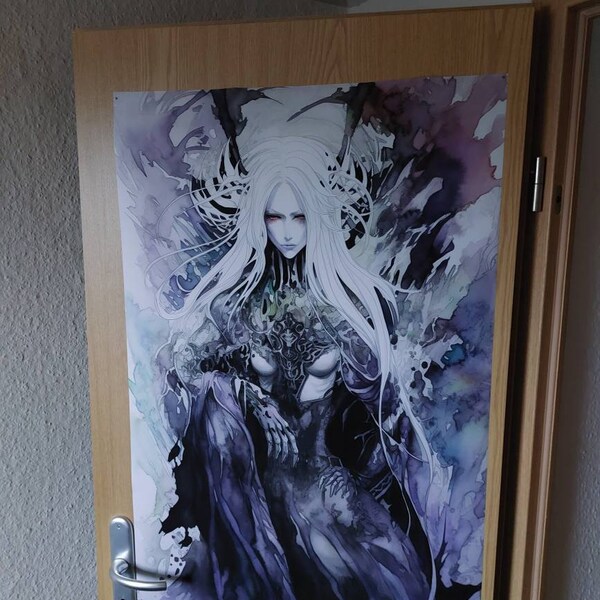 Hel Norse Goddess of the Underworld Dark Goddess Watercolor and Ink ...