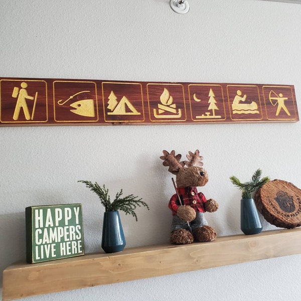 Camping Icons Carved Rustic Wood Sign/outdoor Sports/recreational ...