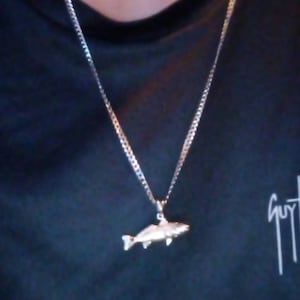 14k Gold Vermeil Redfish V.2 Necklace, Redfish in Action Charm, Red ...