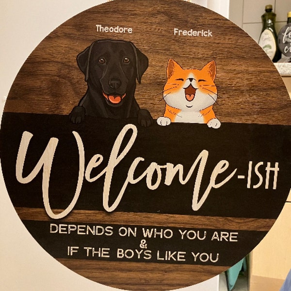 Personalized Dog Welcome-ish Wooden Door Sign - Etsy