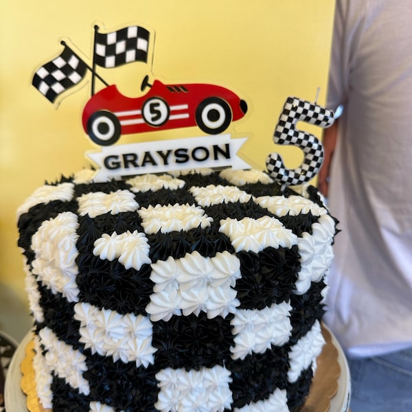 Race Car Birthday Cake Banner | Race Car Number Cake Topper | Race Car ...