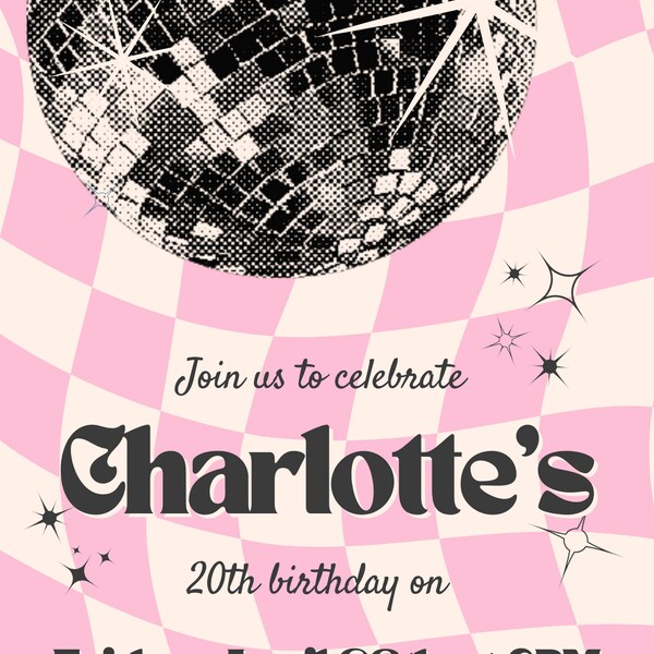 Disco Birthday Template, Trendy Retro Disco Invitation, Teen Girls ...