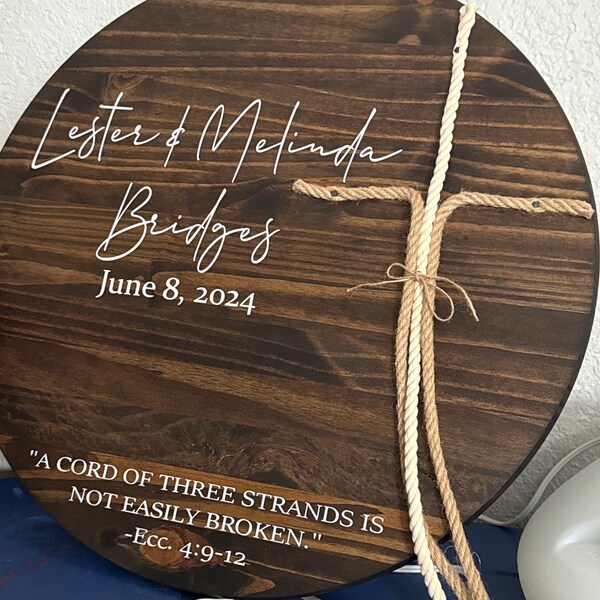 Unity Ceremony Sign Three Strands, A Cord of Three Strands Wedding Sign ...