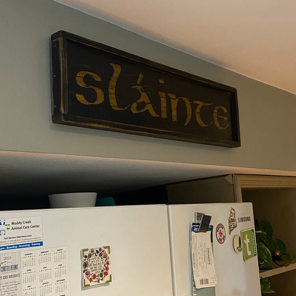 Early Looking Antique Primitive Small SLAINTE Wooden Sign Irish Toast ...
