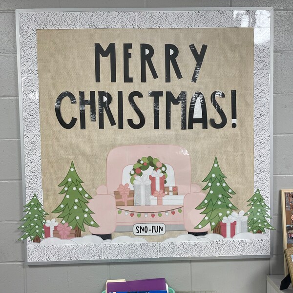 Let It Snow- Pink Truck- Winter - December Bulletin Board - Etsy