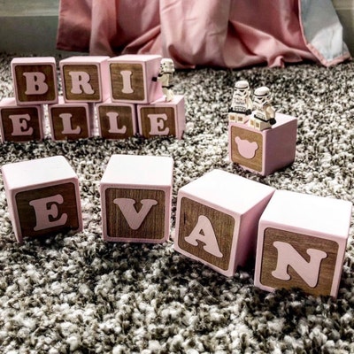 Personalized Wood Name Blocks, Alphabet Baby Custom Letters Wooden Toy ...