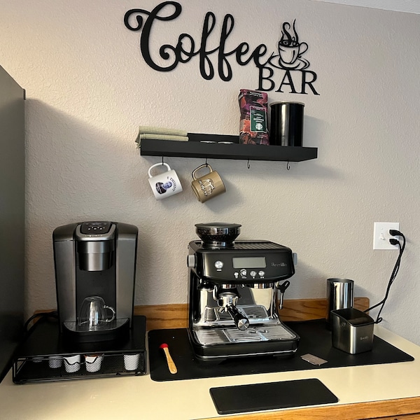 Coffee Bar Script Metal Sign - Home Coffee Area Wall Décor - Steel ...