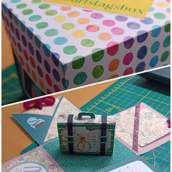 3D Paper Suitcase Gift Box SVG File With Printable PNG Travel Stickers ...