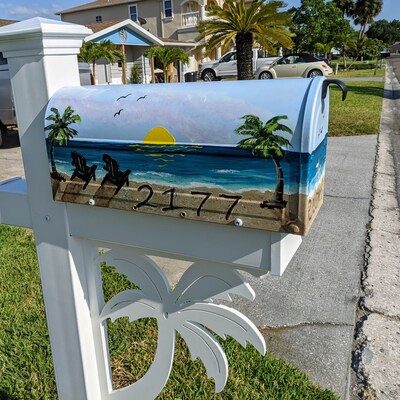 Hand Painted Mailboxes Tropical Beach Coastal, Coral, Waves ...