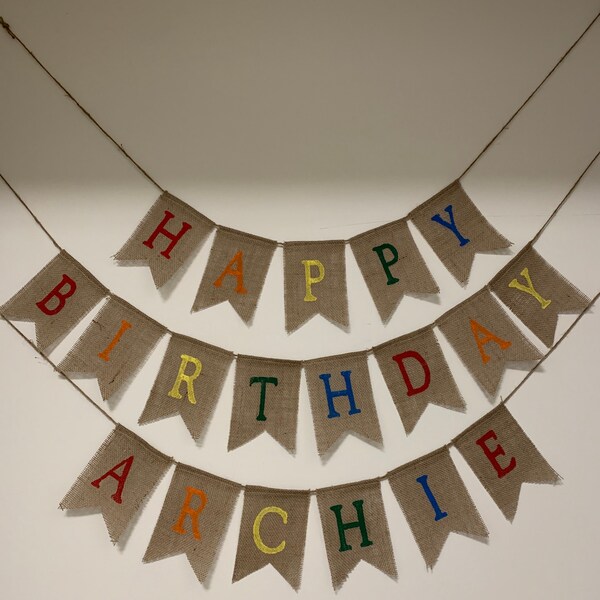 Happy Birthday Burlap Banner, Happy Birthday Bunting, Happy Birthday ...