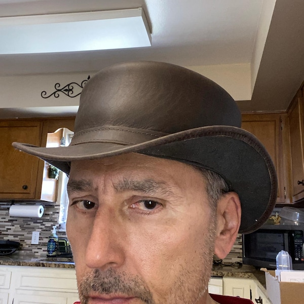 Leather Hat Hand Made Leather Top Hat Steampunk Top Hat Gothic Leather ...