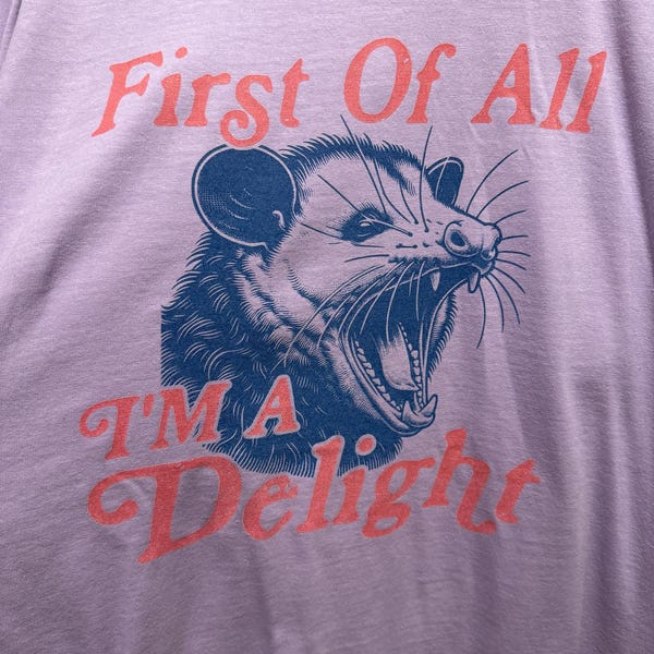I'm a Delight Comfort Colors® T-shirt, First of All, Vintage Possum ...