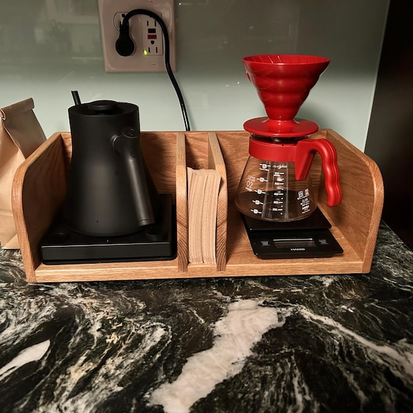 Handmade Wooden Pour Over Coffee Station: Minimalist Coffee Caddy, 2 ...