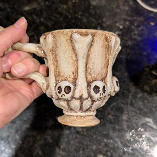 Skeletal Halloween Coffee Mug- Gothic Style Teacup Mugs With Sculptural ...