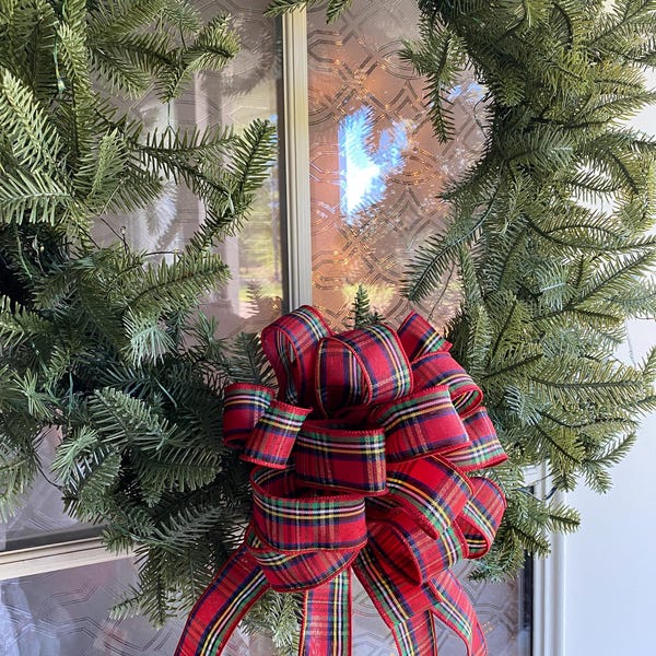 Large Fall Bow for Front Porch or Mailbox Fall Decor Mixed Ribbon Bow ...
