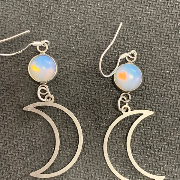 6pcs Stainless Steel Crescent Moon Connector Charm, Abstract Outline Moon Pendant, Earring Charm ...