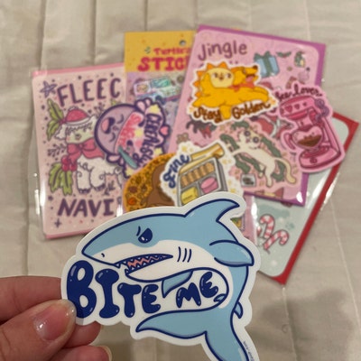 Bite Me, Shark Sticker, Funny Decals, Vinyl Stickers, Cute Stickers ...