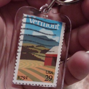 France Keychain Recycled Postage Stamp Art - Etsy