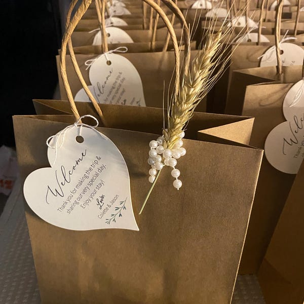 Printed Wedding Welcome Bag Tags, Tote Bag Tags for Hotel Wedding ...