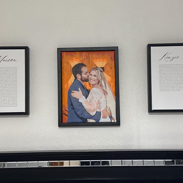 Custom Calligraphy Wedding Vows Set, Her His Vows Gift, Framed Vows ...