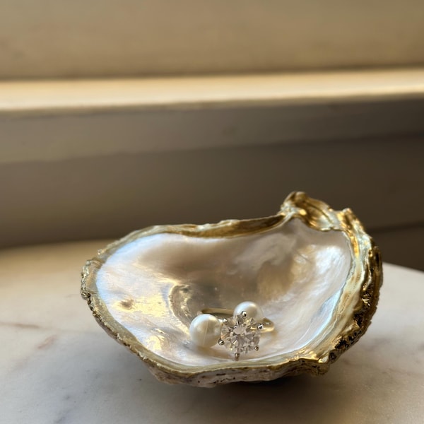 Silver Jewelry Oyster Shell Trinket Dish Holder | Decorative Decoupage ...