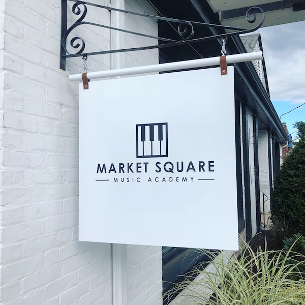 Hanging Double Sided Business Sign: Custom Logo, Metal Storefront Sign ...