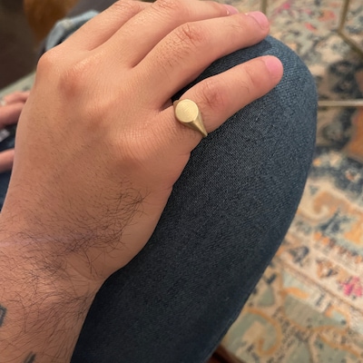 14k Solid Gold, Signet Pinky Ring for Men, Engravable Ring ...