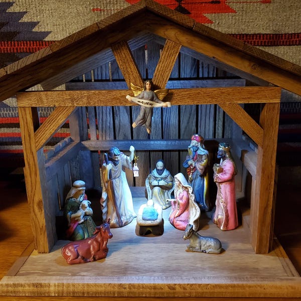 Oak Stable for Nativity Scene, Handmade Stable, Manger, Christmas - Etsy