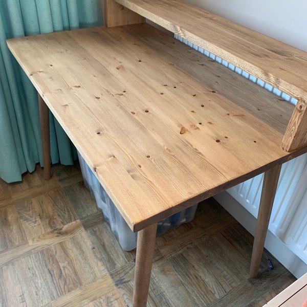 Computer Desk With Monitor Stand Rustic Reclaimed Handmade Simple ...