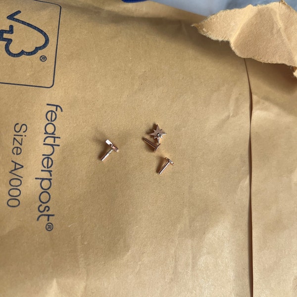 Tiny CZ Starburst Internally Threaded Flat Back/screw Back(barbell ...