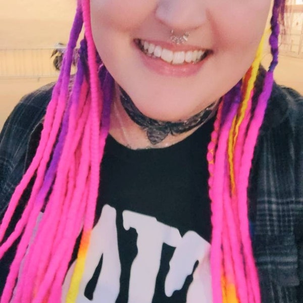 Flourescent Wool Dreads "neon Queen" Ombre Neon Festival Hair Extension ...