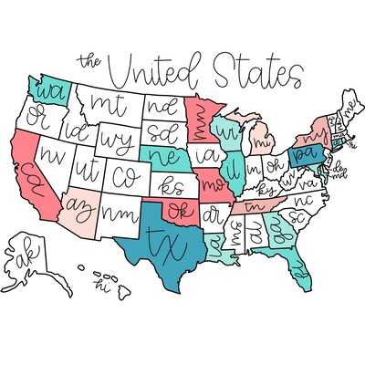 DOWNLOADABLE Travel Map United States Map Procreate Travel - Etsy