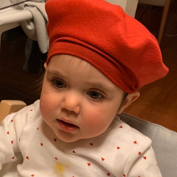 Kids French Beret, CHOOSE COLOR, Fleece Hat, Christmas, Valentines ...