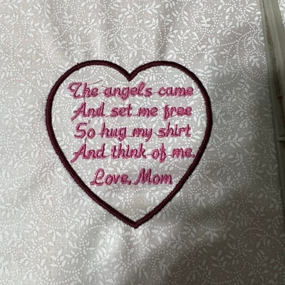 Custom Heart Memorial Embroidery Design, Memory Heart Machine ...