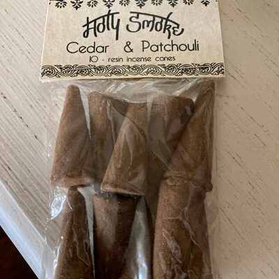 Cedar & Patchouli All Natural Holy Smoke Incense Large Cones Cone ...