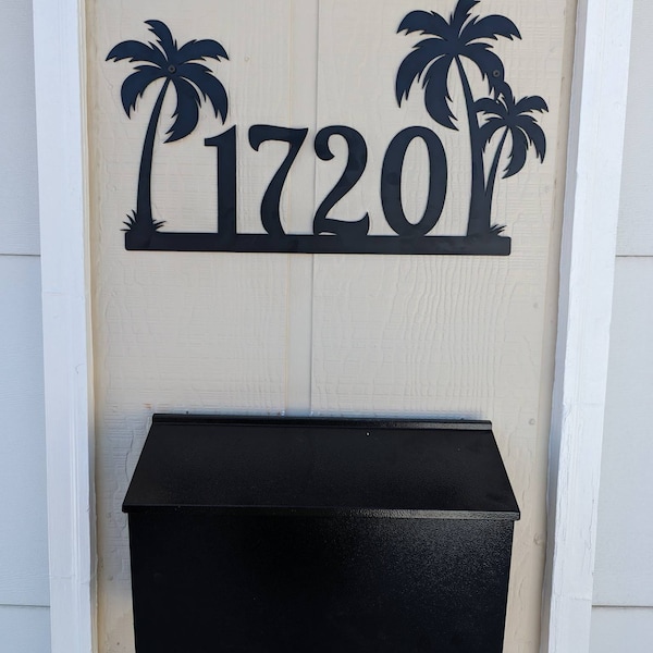 Tropical Palm Tree Metal Address Sign, Beach House Address Sign ...