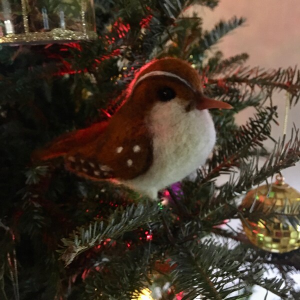 Needle Felted Wren - Felted Bird - Felted Carolina Wren - Faux ...