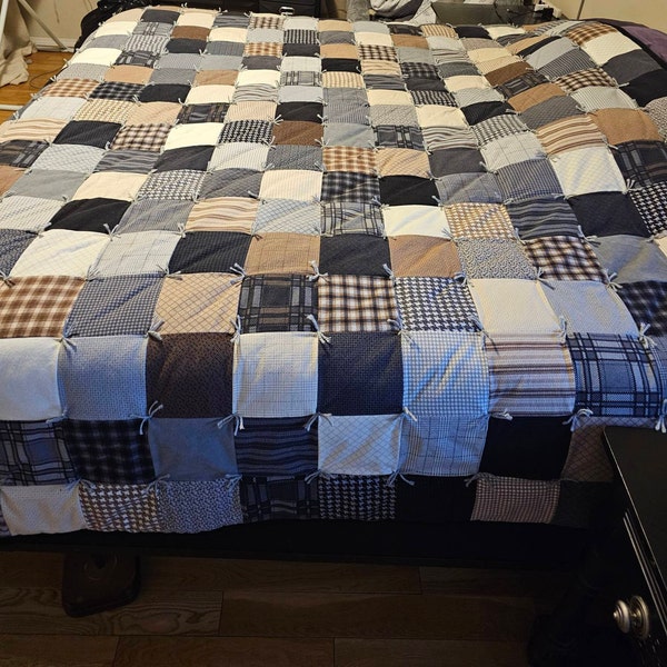 Pink Clay Handmade King Size Flannel Quilt, New Finished Homemade Hand ...
