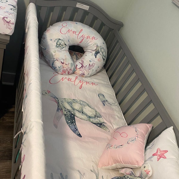SEA TURTLE CRIB Bedding Set, Ocean Nursery, Girl Baby Bedding, Baby ...