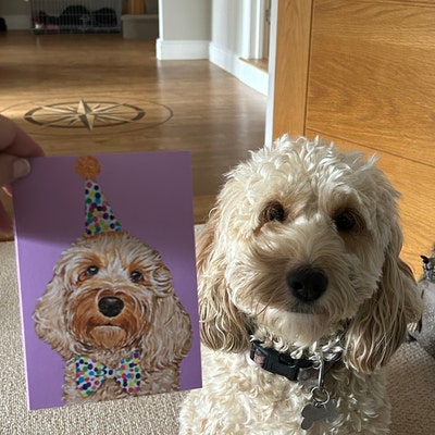 Red/golden Cockapoo Christmas Card - Etsy
